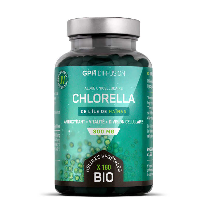 Chlorella Bio 300mg -180 gélules végétales - GPH DIFFUSION
